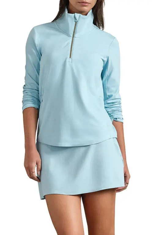 RHONE Course To Court Long Sleeve Quarter Zip Top - Pool Blue