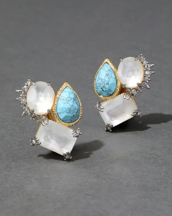 Alexis Bittar Muse D'or Cluster Clip Earrings - White,silver