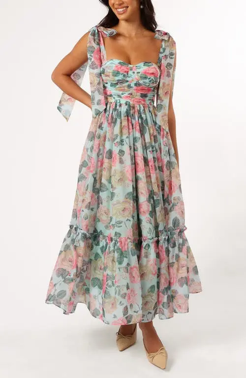 PETAL & PUP Floret Bow Strap Maxi Dress - Blue Multi