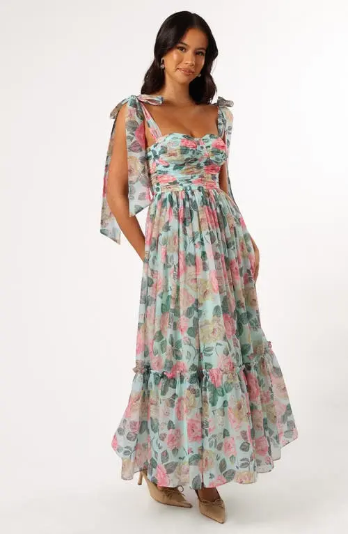 PETAL & PUP Floret Bow Strap Maxi Dress - Blue Multi