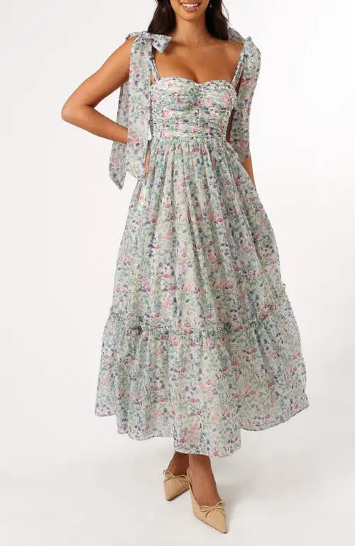 PETAL & PUP Floret Bow Strap Maxi Dress - White Multi
