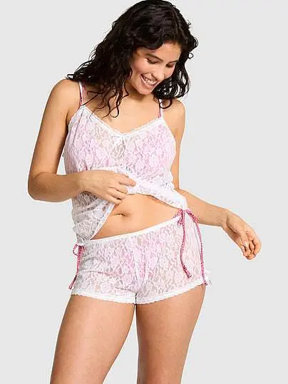 Pink By Frankies Bikinis Ana Lace Shorts