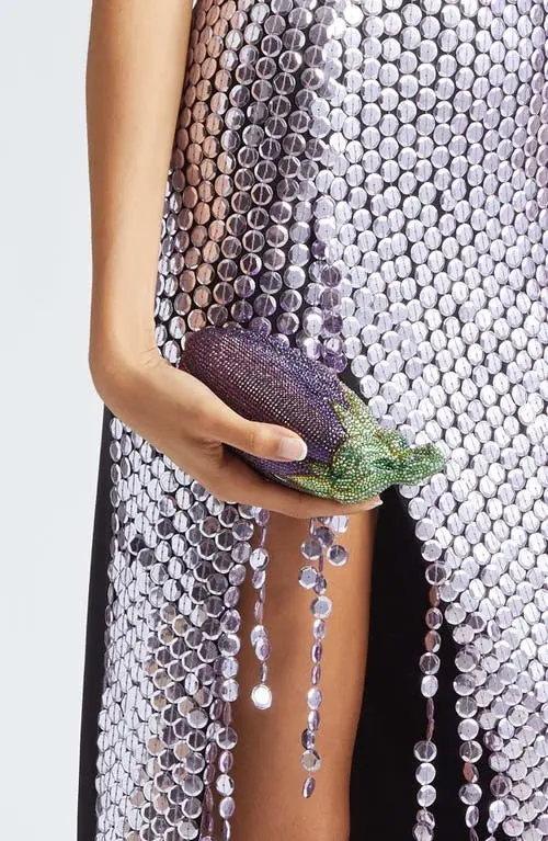 Judith Leiber Crystal Eggplant Clutch
