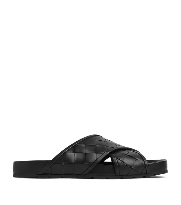 Bottega Veneta Leather Intrecciato Tarik Sandals