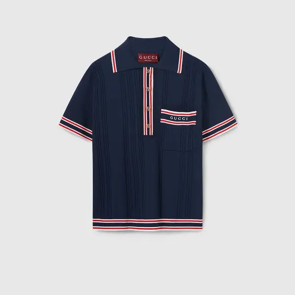 Gucci Polo Top With Striped Trim