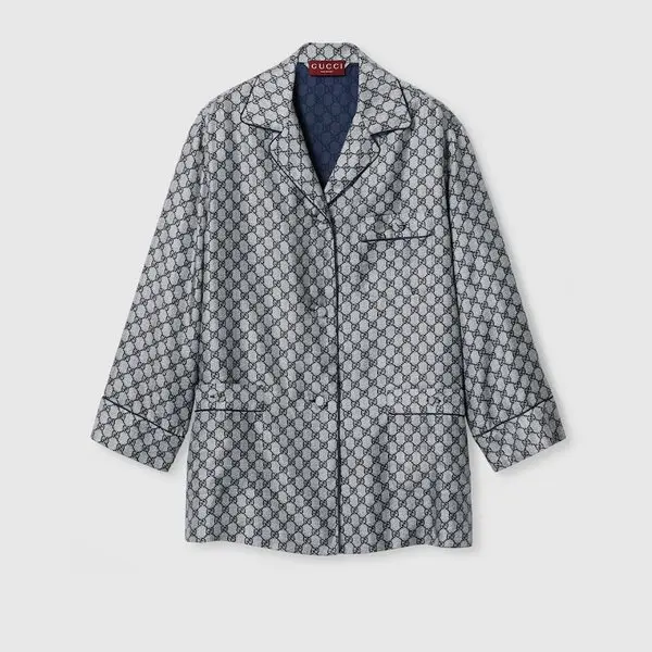 Gucci Gg Silk Twill Shirt - Blue