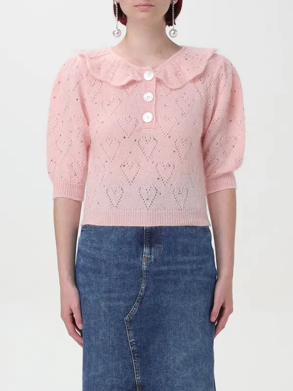 Alessandra Rich Embellished Knit Sweater - Pink