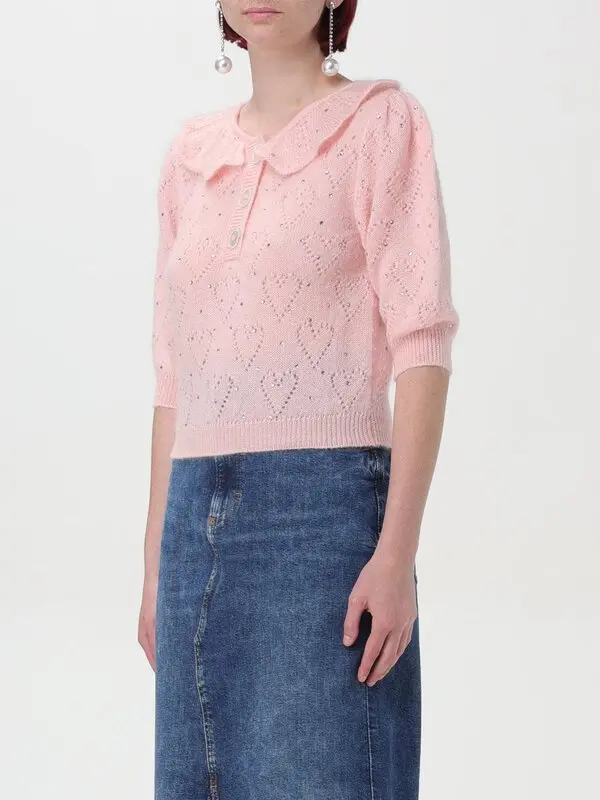 Alessandra Rich Embellished Knit Sweater - Pink