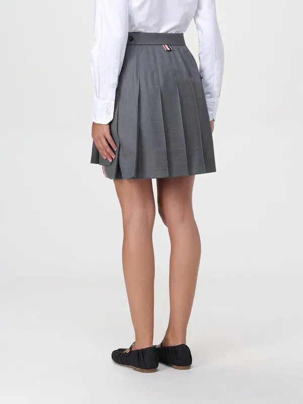 Thom Browne Pleated Skirt With Tricolor Detail - Charcoal
