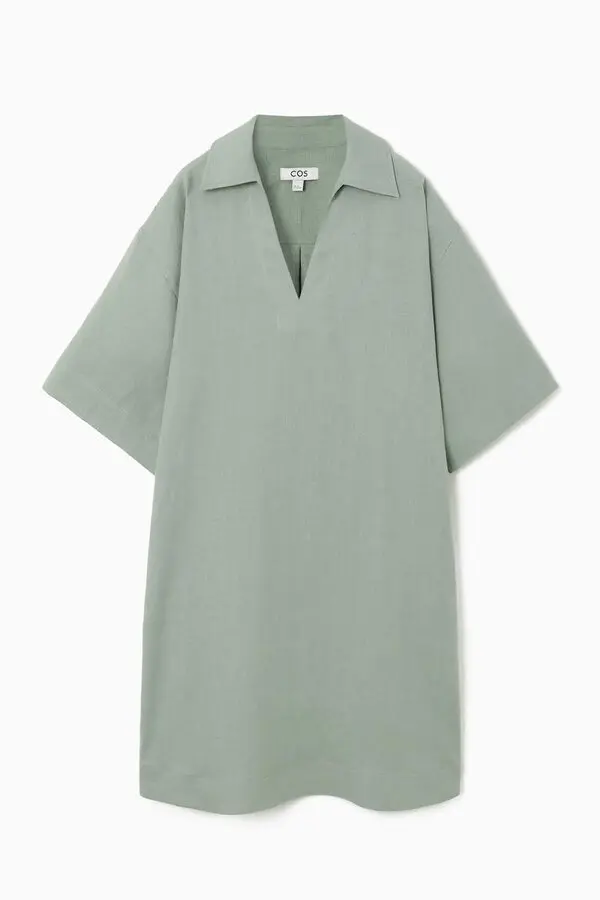 cos open collar linen shirt dress COS Open-Collar Linen Shirt Dress