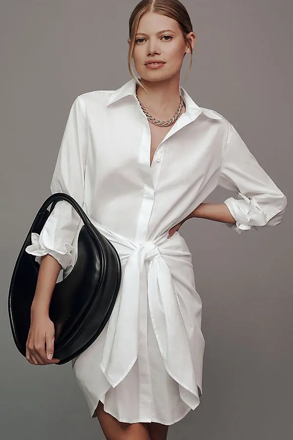 charlotte crosby shirt dress Derek Lam 10 Crosby Women's Charlotte Tie-Waist Shirtdress - Black