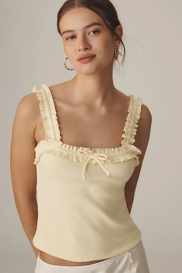 Maeve Dorrie Ruffled Cami - Lemon Custard