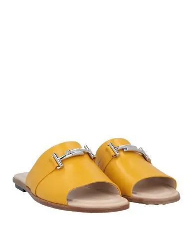 TOD'S Leather Appliquéd Flat Slide Sandals