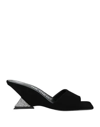 Attico Suede Slide Sandals With Sculptural Embellished Heel - Black