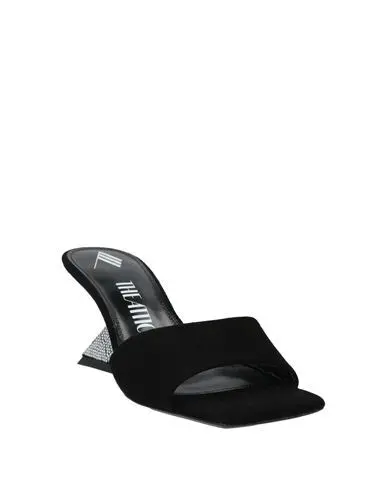 Attico Suede Slide Sandals With Sculptural Embellished Heel - Black