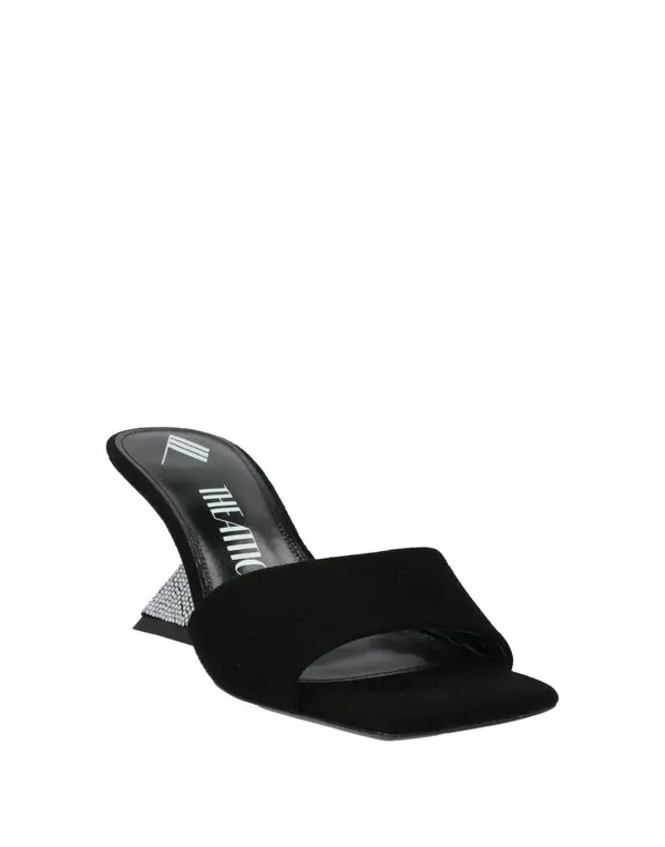 Attico Suede Slide Sandals With Sculptural Embellished Heel - Black