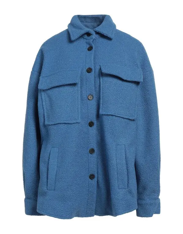 VICOLO Polyester Bouclé Overshirt - Blue