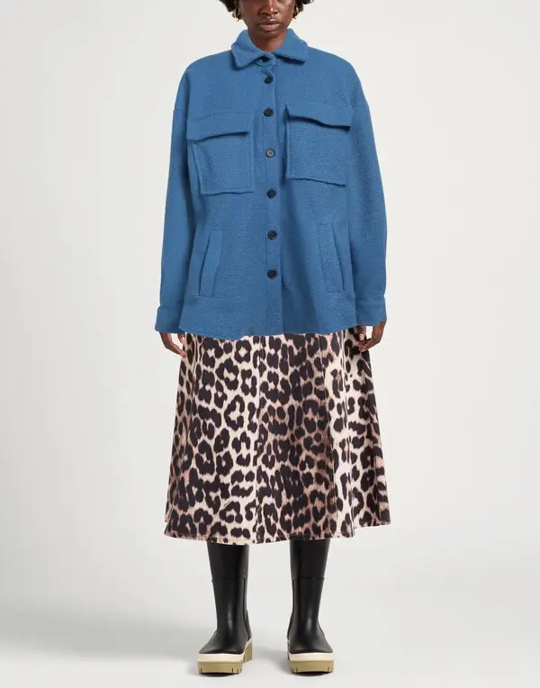 VICOLO Polyester Bouclé Overshirt - Blue