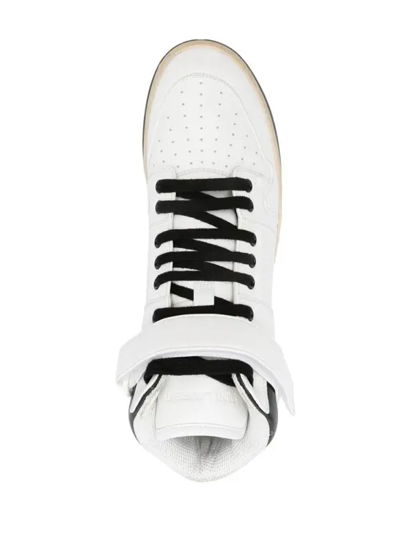 Saint Laurent Greenwich Leather High-Top Sneakers - White