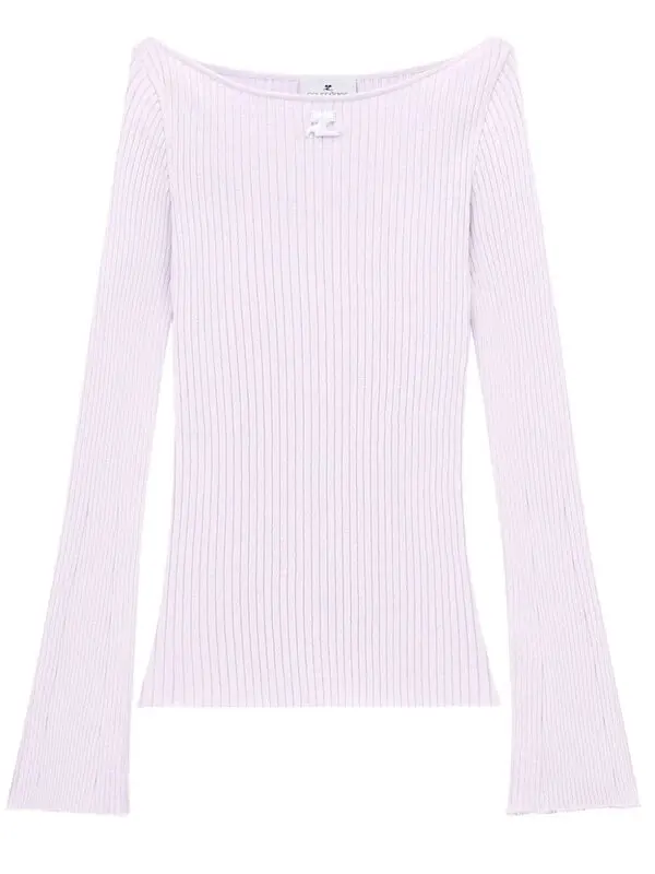 COURREGES Boat-neck Ribbed Jumper - Purple