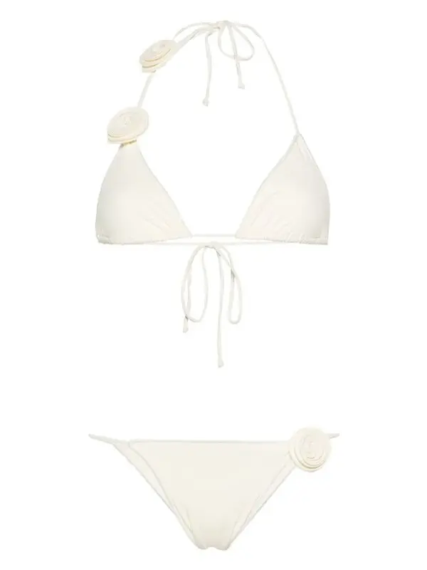 LA REVECHE Ashar Floral-appliqué Bikini Set - Neutrals