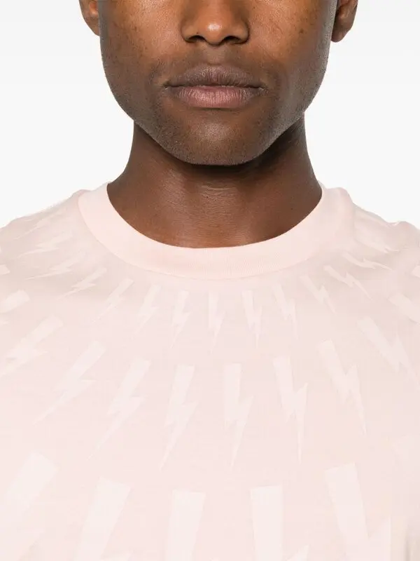 Neil Barrett Thunderbolt-print Cotton T-shirt - Pink