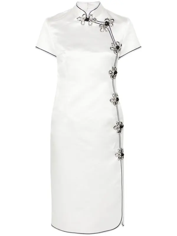 Huishan Zhang Manon Silk Midi Dress In White - 98% Off | Editorialist