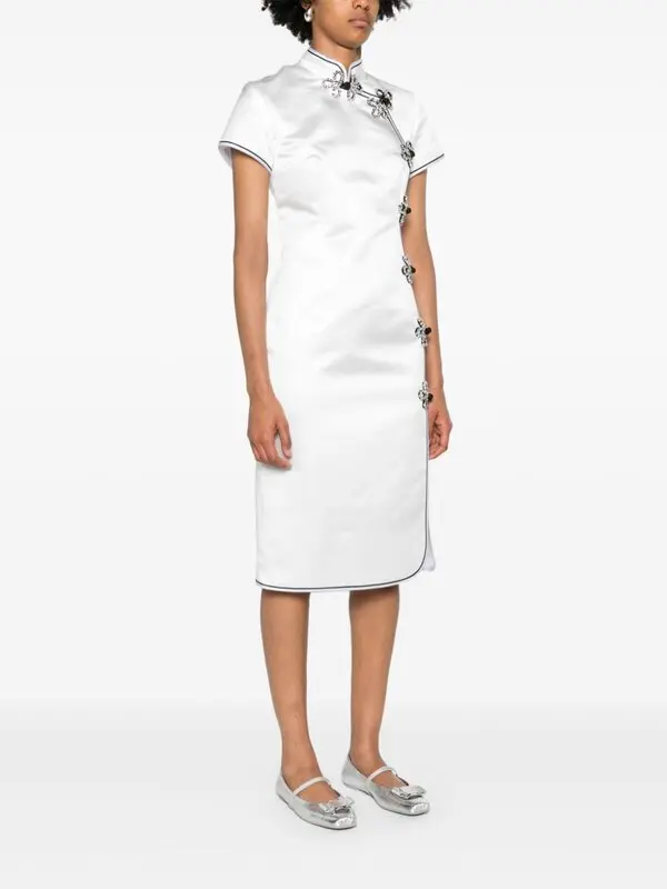 Huishan Zhang Manon Silk Midi Dress In White - 98% Off | Editorialist