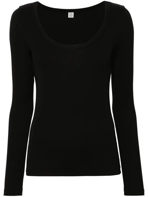 TOTEME Classic Ribbed Long Sleeve Top - Black