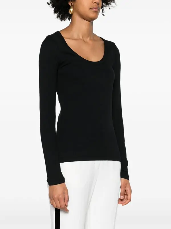 TOTEME Classic Ribbed Long Sleeve Top - Black