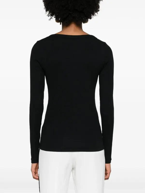 TOTEME Classic Ribbed Long Sleeve Top - Black