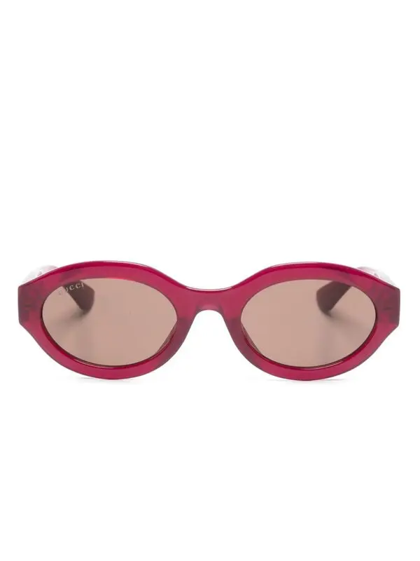 Gucci Oval-frame Sunglasses - Red