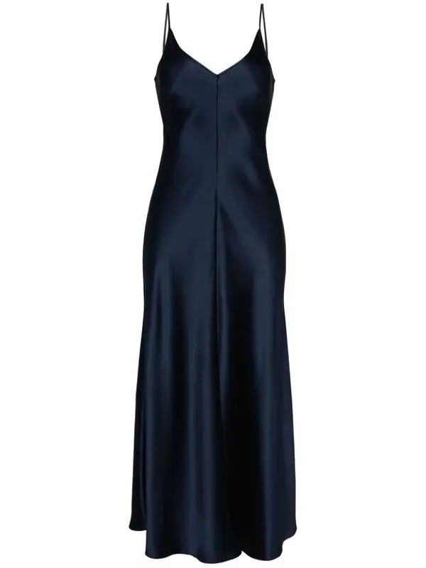Voz V-neck Silk Slip Dress - Blue