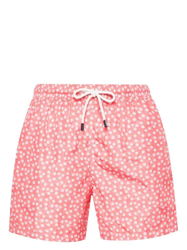 Fedeli Madeira Rita-pattern Swim Shorts - Red