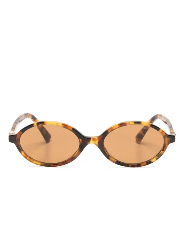 Miu Miu Tortoiseshell Oval Sunglasses - Brown