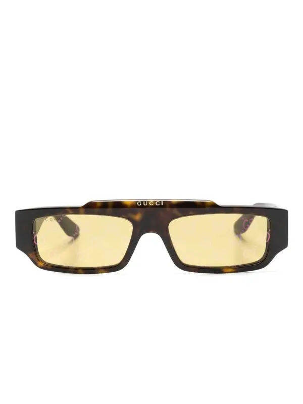 Gucci Tortoiseshell Rectangle-frame Sunglasses - Brown