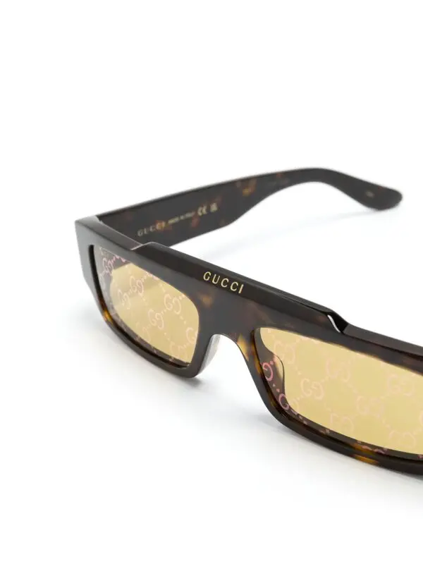Gucci Tortoiseshell Rectangle-frame Sunglasses - Brown