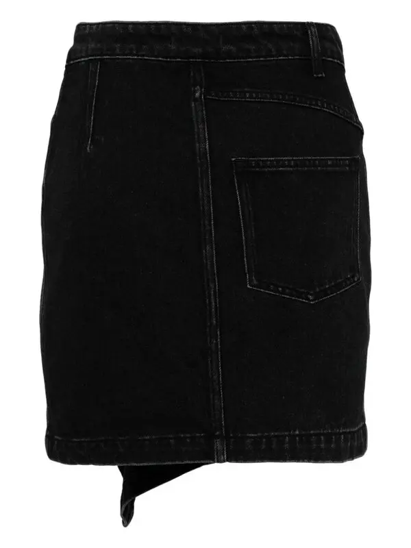 Goen.j Asymmetric Draped Denim Skirt - Black
