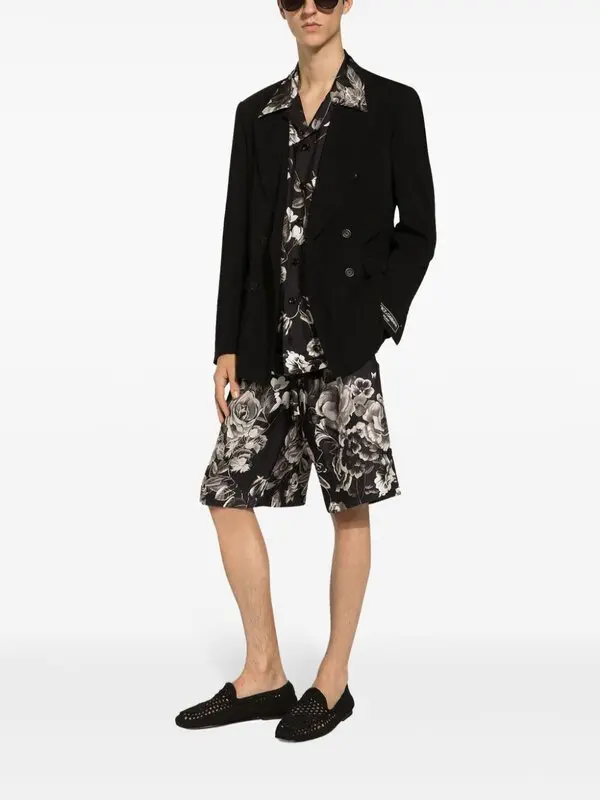 Dolce & Gabbana Floral-print Silk Shorts - Black