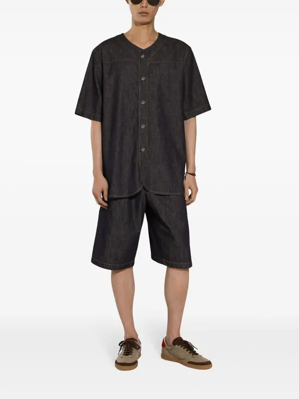 Dolce & Gabbana Logo-embroidered Denim Shirt