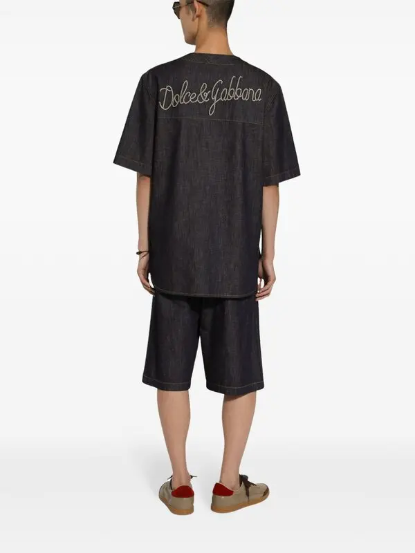 Dolce & Gabbana Logo-embroidered Denim Shirt