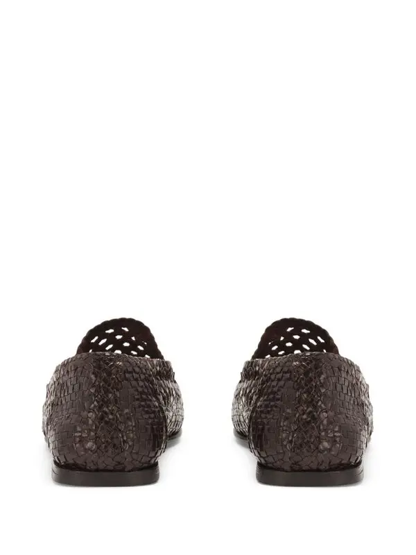 Dolce & Gabbana Goatskin Woven Slippers - Brown