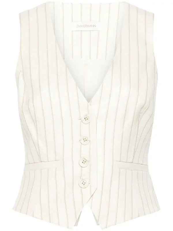 Zimmermann Pinstriped Herringbone Waistcoat - Neutrals