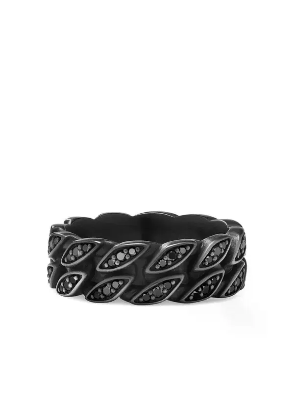 David Yurman Titanium Band Ring With Diamonds - Black