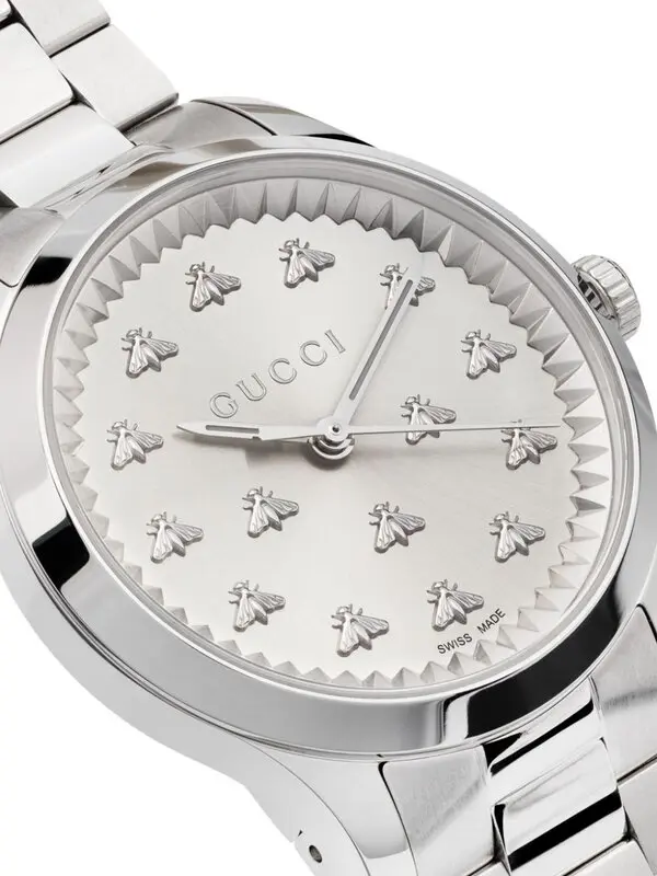 Gucci G-timeless Stainless Steel Watch With Bee Motif - Silver