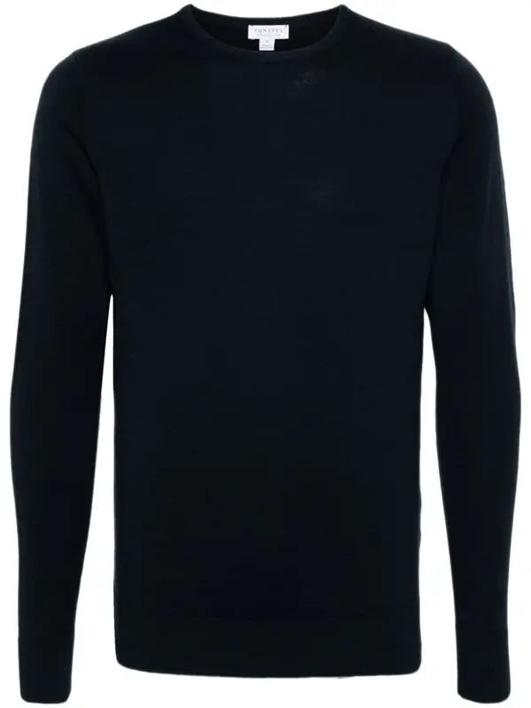 Sunspel Fine-knit Merino Jumper - Blue