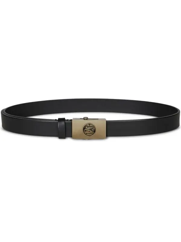 Etro Pegaso-engraved Leather Belt - Black