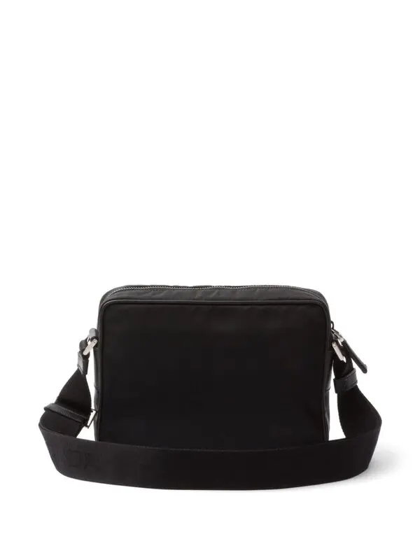 Prada Logo-Plaque Messenger Bag - Black | Editorialist