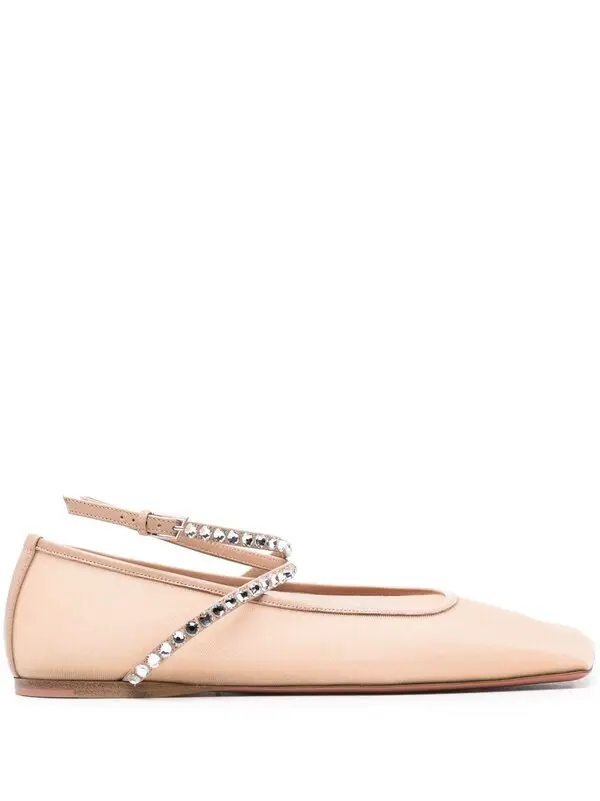 Amina Muaddi Ane Mesh Ballerina Shoes - Neutrals