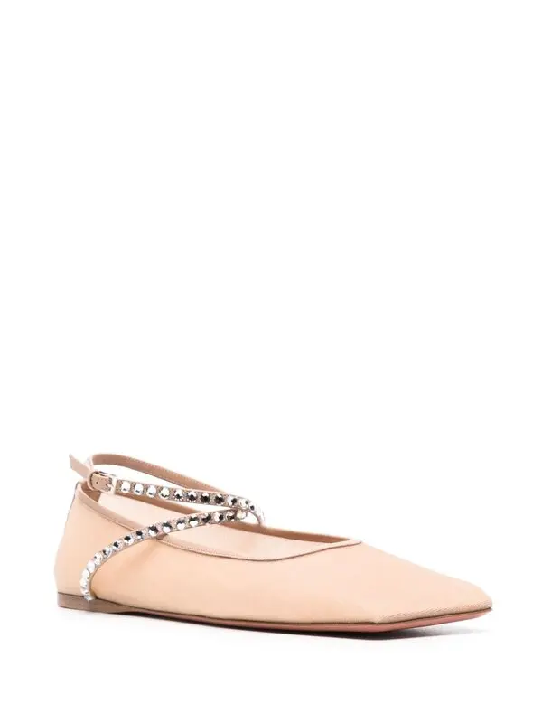 Amina Muaddi Ane Mesh Ballerina Shoes - Neutrals